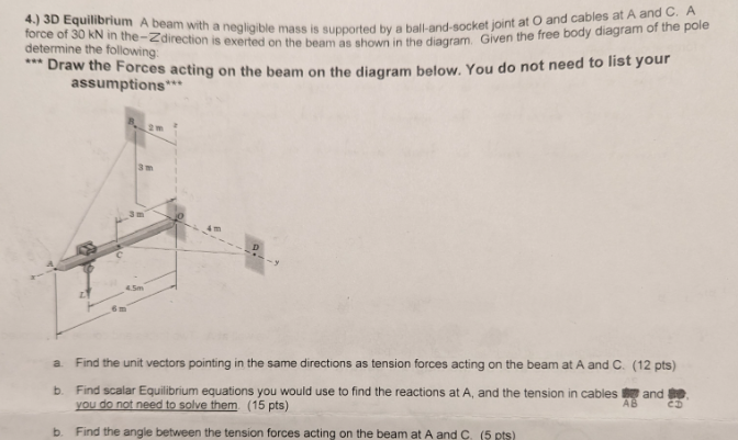 Solved 4.) 3D Equilibrium A beam with a negligible mass is | Chegg.com