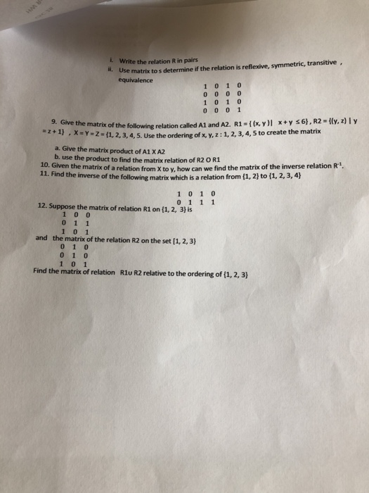 Solved CSC 28 HW Relations 1. Write the following relation | Chegg.com