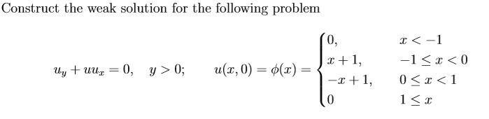 Solved Construct the weak solution for the following problem | Chegg.com