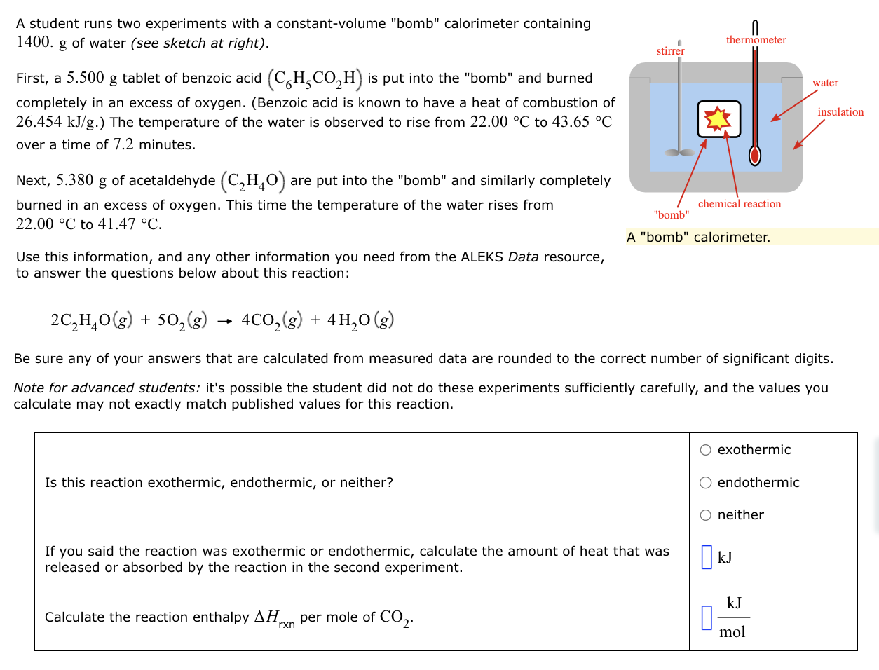 Solved A student runs two experiments with a constant-volume | Chegg.com
