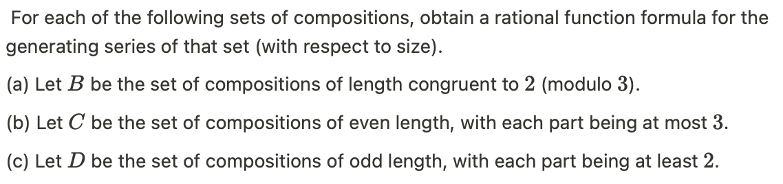 Solved For each of the following sets of compositions, | Chegg.com