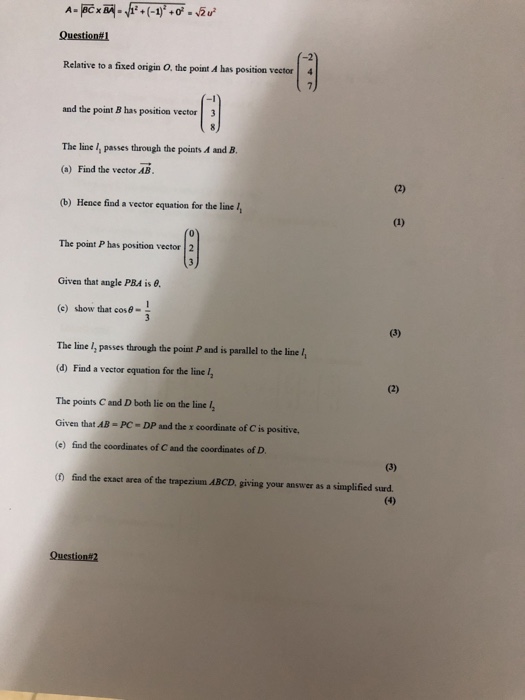 Solved Question Relative to a fixed origin O, the point A | Chegg.com