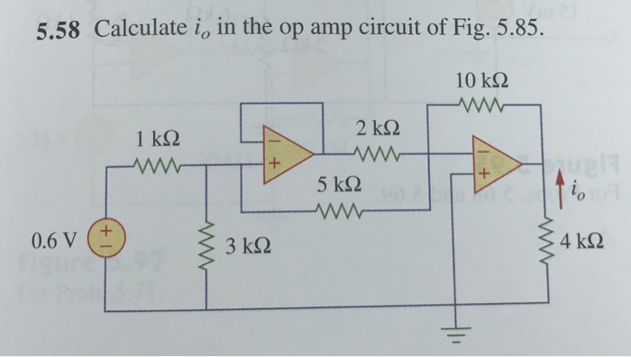 Solved Calculate i_0 in the op amp circuit of Fig. 5.85. | Chegg.com