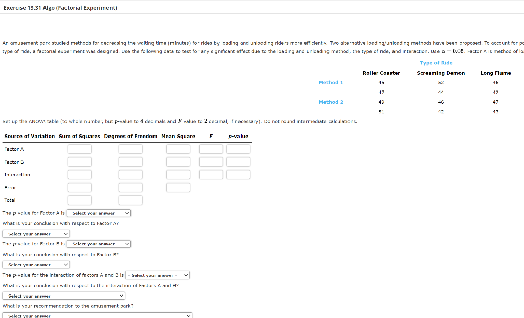 Solved Exercise 13.31 Algo (Factorial Experiment) Turna nf | Chegg.com
