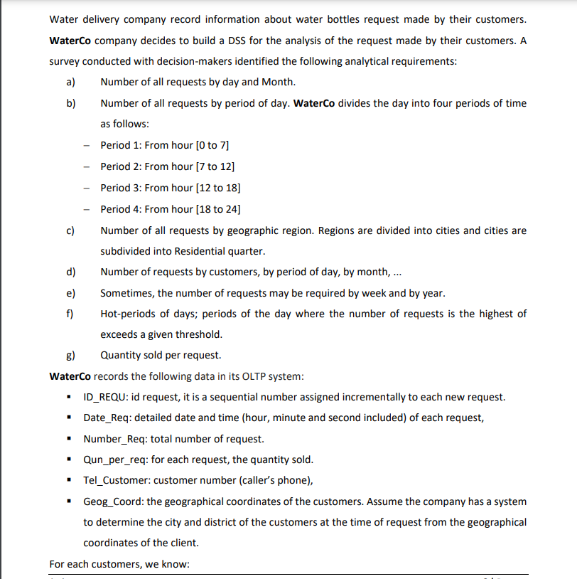 Solved Water delivery company record information about water | Chegg.com