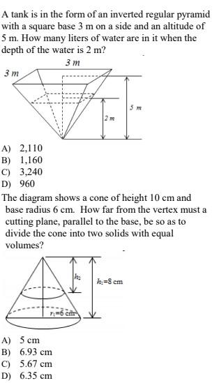 Solved A tank is in the form of an inverted regular pyramid | Chegg.com
