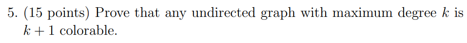 Solved 5. (15 points) Prove that any undirected graph with | Chegg.com