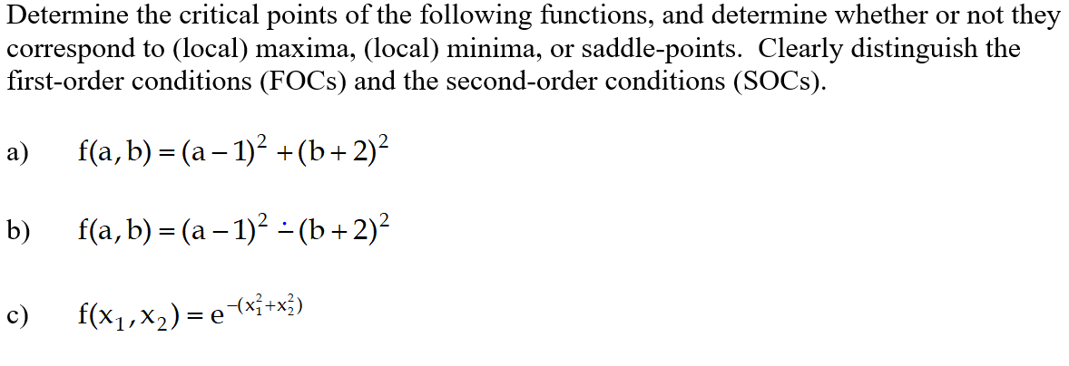 Solved Determine the critical points of the following | Chegg.com