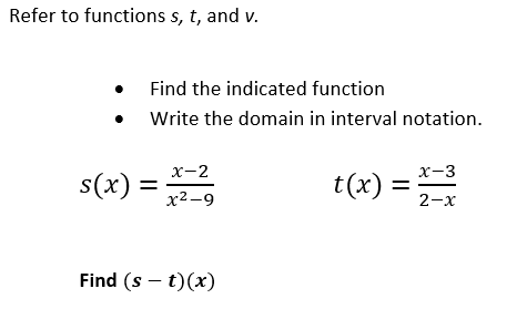 Solved Refer to functions s, t, and v. • • Find the | Chegg.com