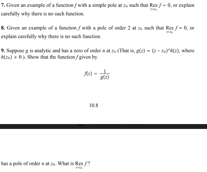 Solved 7. Given an example of a functionſ with a simple pole | Chegg.com