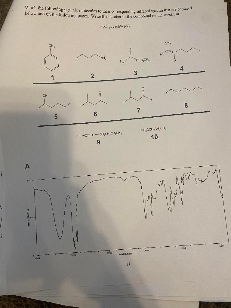 Solved 4. Match the following organic molecules to their | Chegg.com