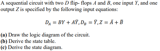 Solved A sequential circuit with two D flip-flops A and B, | Chegg.com