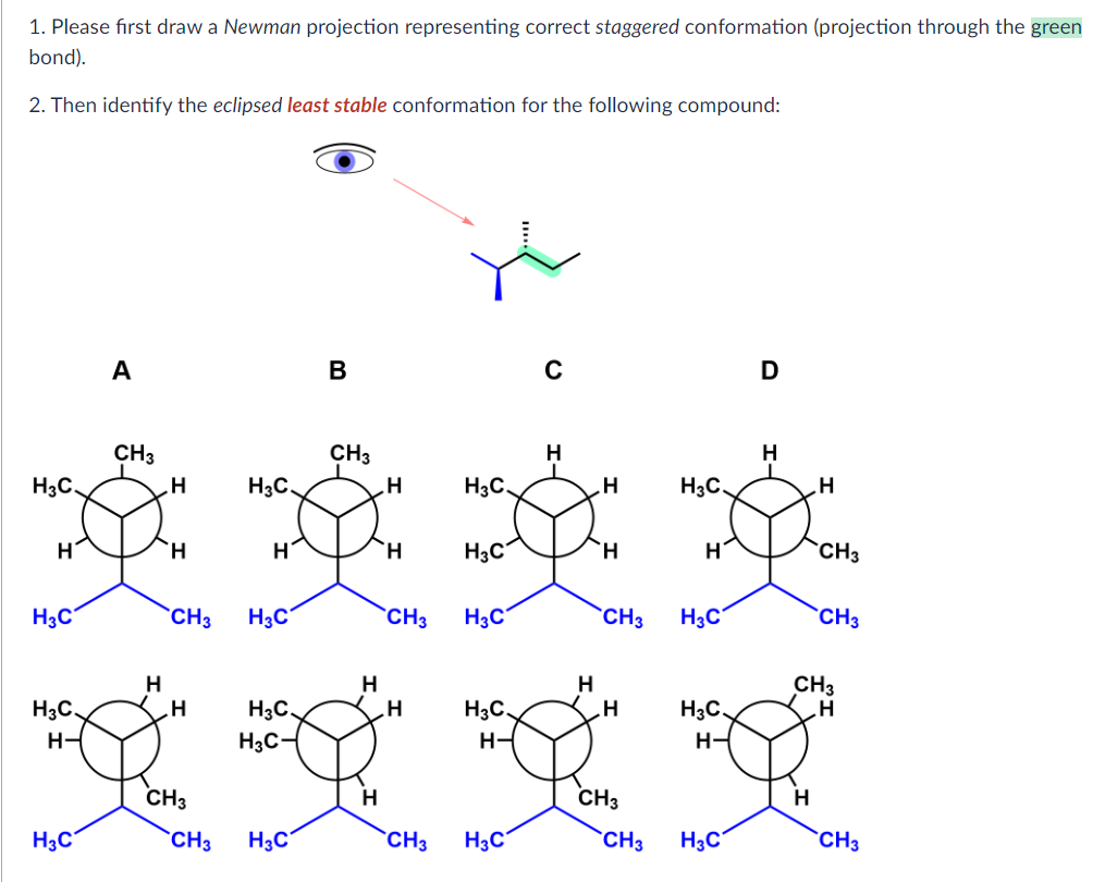 Solved 1. Please first draw a Newman projection representing | Chegg.com
