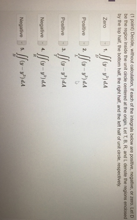 Solved (1 point) Decide, without calculation, if each of the | Chegg.com