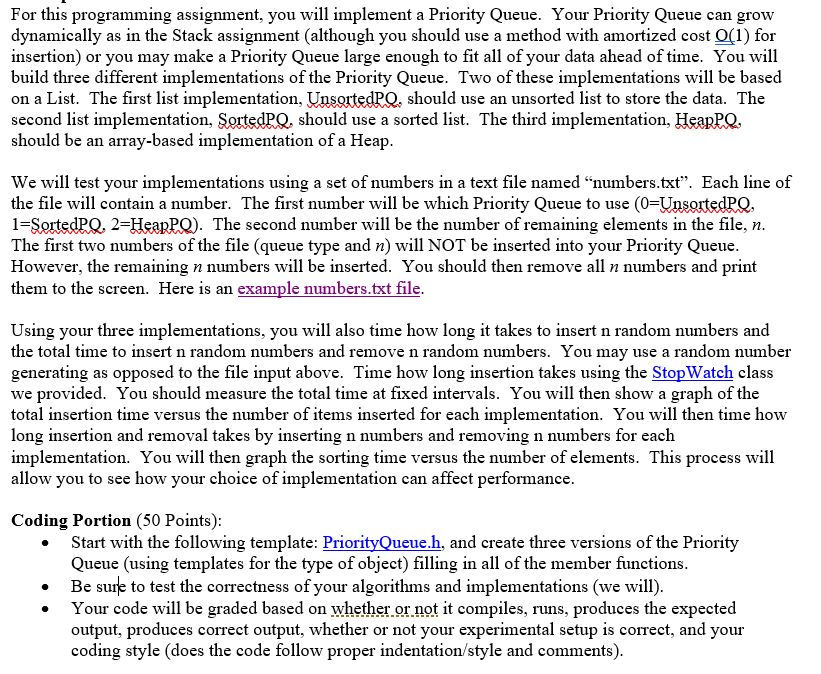 For this programming assignment, you will implement a | Chegg.com