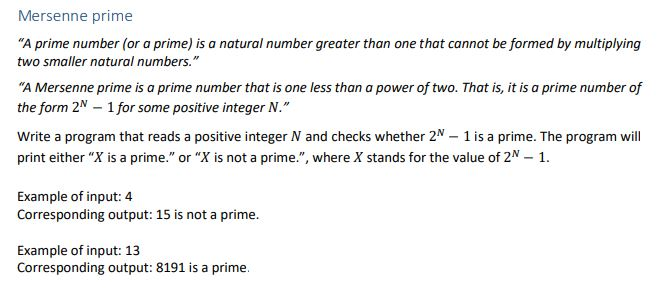 Solved Mersenne prime "A prime number (or a prime) is a | Chegg.com