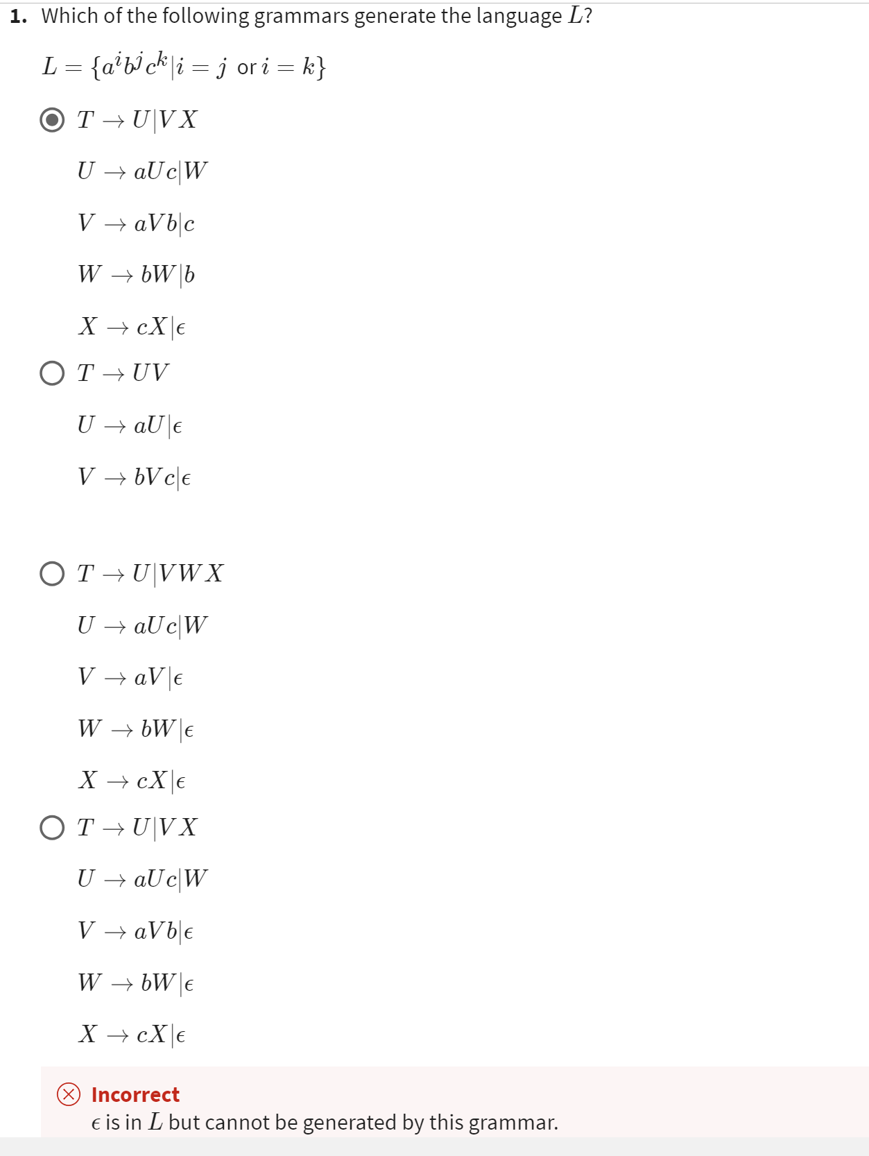 Solved Question 1Which of the following grammars generate | Chegg.com