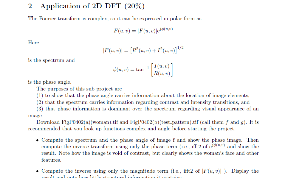 1 Two-Dimensional Discrete Fourier Transform (2D DFT) | Chegg.com