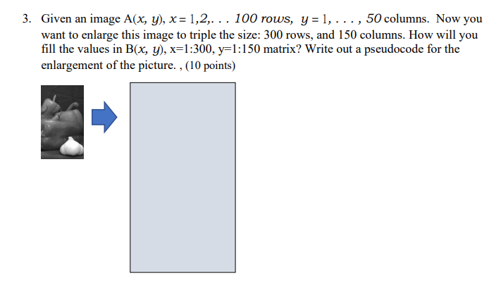 Solved Given an image A(x,y),x=1,2,…100 rows, y=1,…,50 | Chegg.com