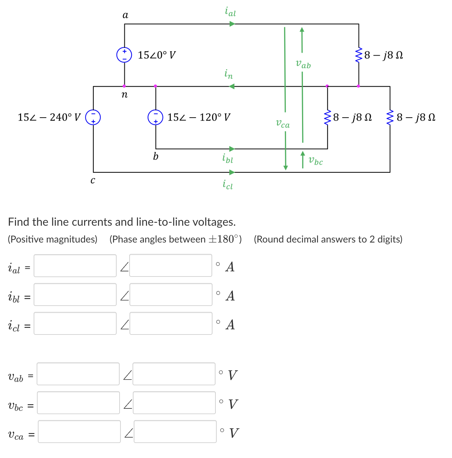 Solved Find the line currents and line-to-line | Chegg.com