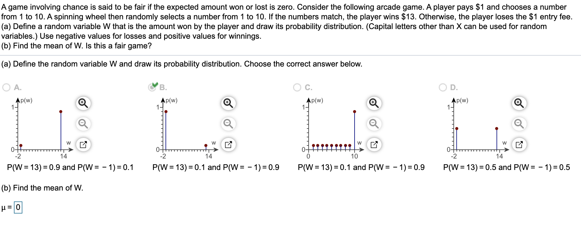 Solved A game involving chance is said to be fair if the | Chegg.com