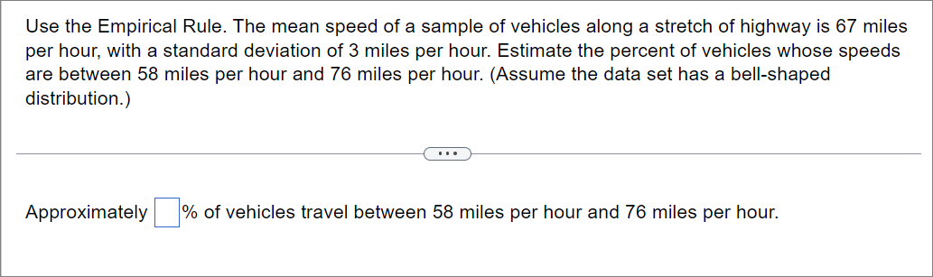 Use the Empirical Rule. The mean speed of a sample of | Chegg.com