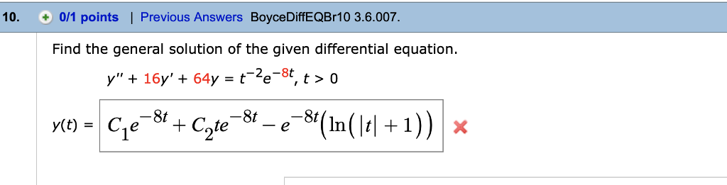Solved . +-/1 points BoyceDiffEQBr10 6.3.014.GO Find the | Chegg.com