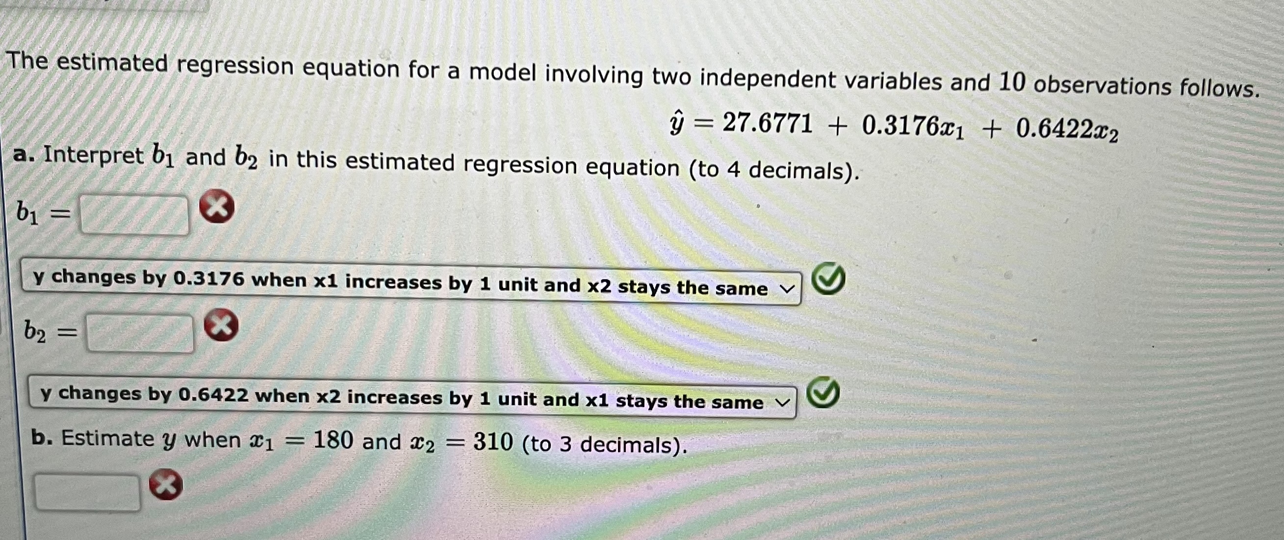 Solved The estimated regression equation for a model | Chegg.com