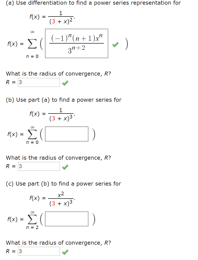 Solved (a) Use differentiation to find a power series | Chegg.com