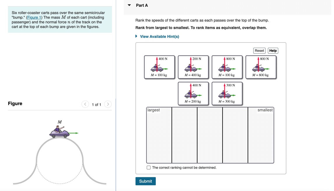 Solved Six roller-coaster carts pass over the same | Chegg.com