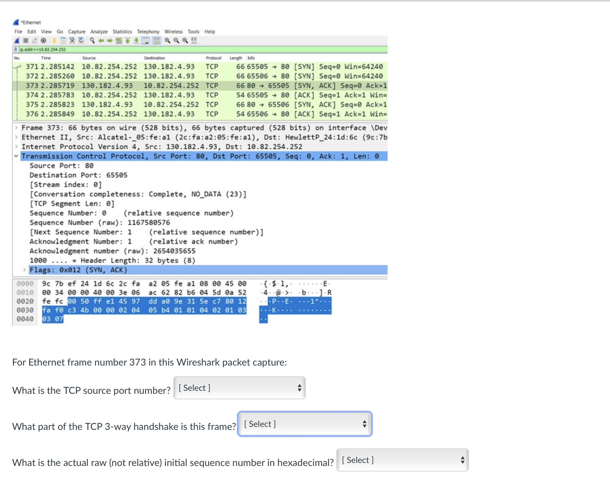 Solved [ ip.addr==10.82.254.252 | Chegg.com