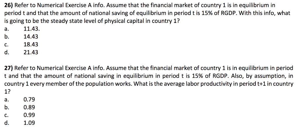 Numerical Exercise A -This is supposedly the more | Chegg.com