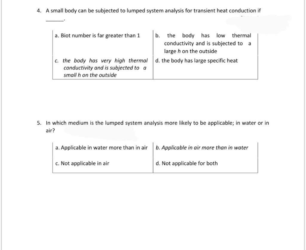 Solved 4. A small body can be subjected to lumped system | Chegg.com