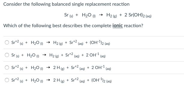 Solved Consider the following balanced single replacement | Chegg.com