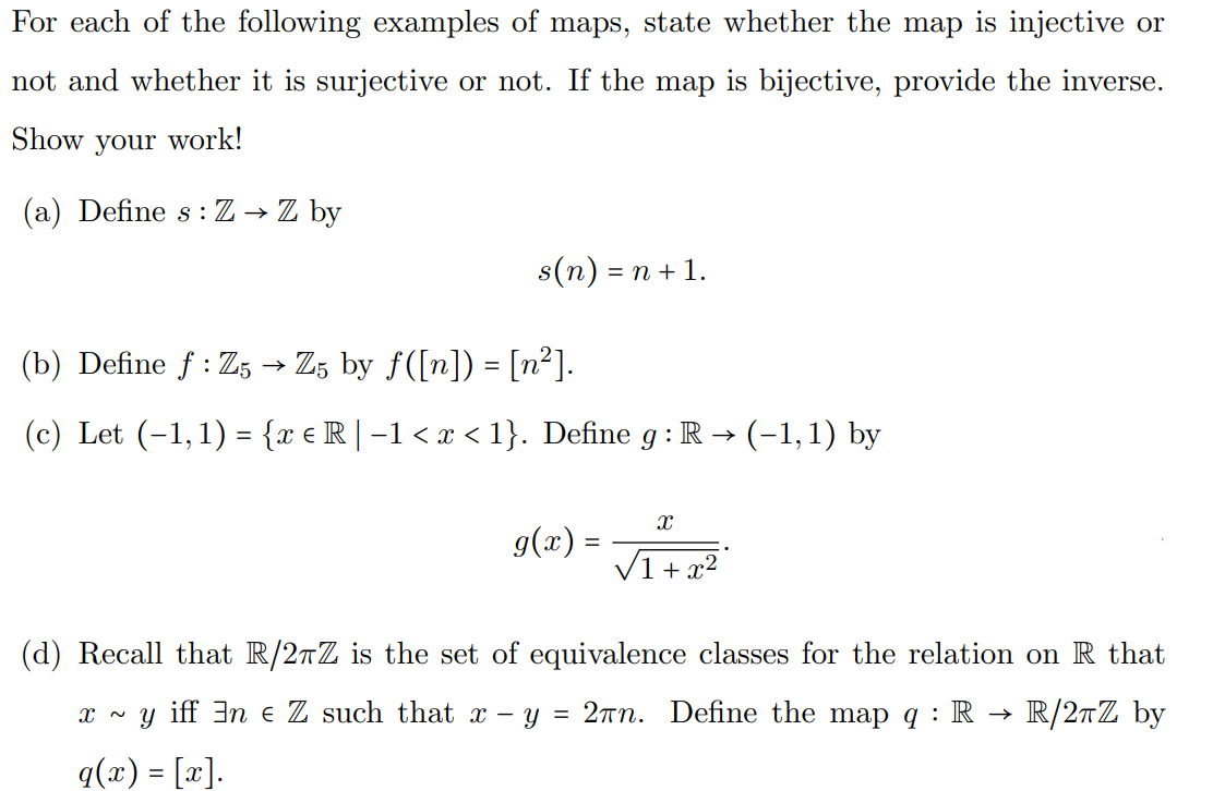 Solved For each of the following examples of maps, state | Chegg.com