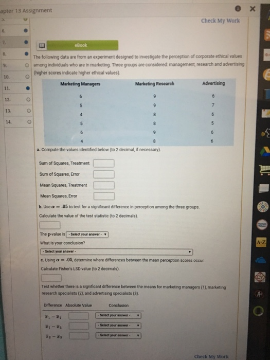 Solved apter 13 Assignment Check My Work The following data | Chegg.com