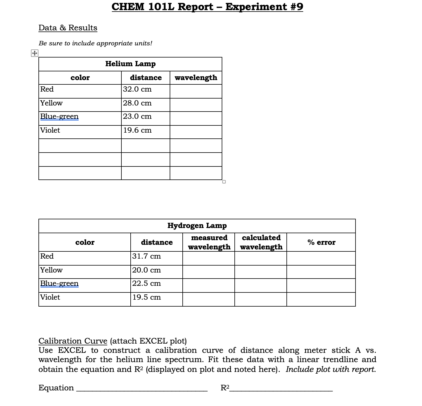 Experiment Atomic Emission Spectra ﻿how To Find The
