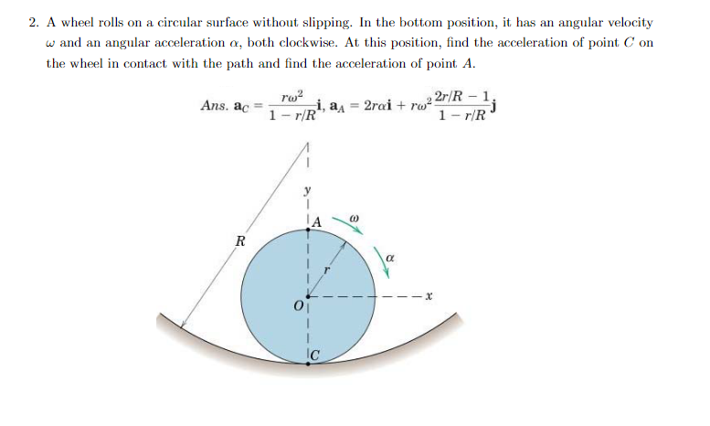 Solved 2. A wheel rolls on a circular surface without | Chegg.com