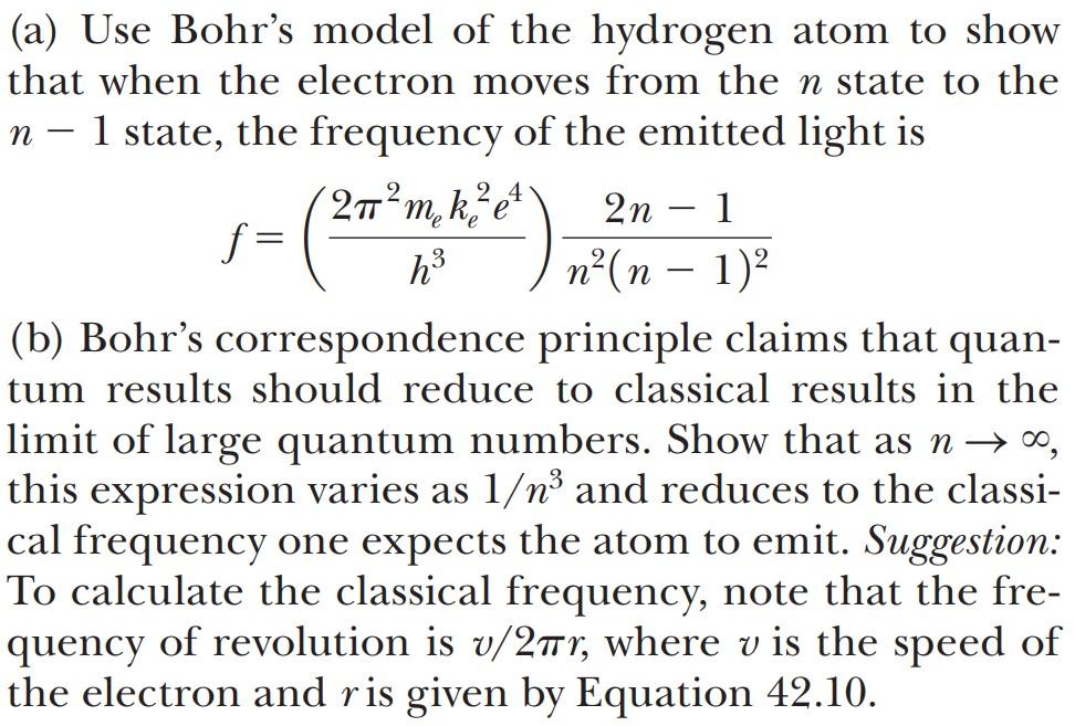 Solved Given this problem about Bohr's Model of the Hydrogen | Chegg.com