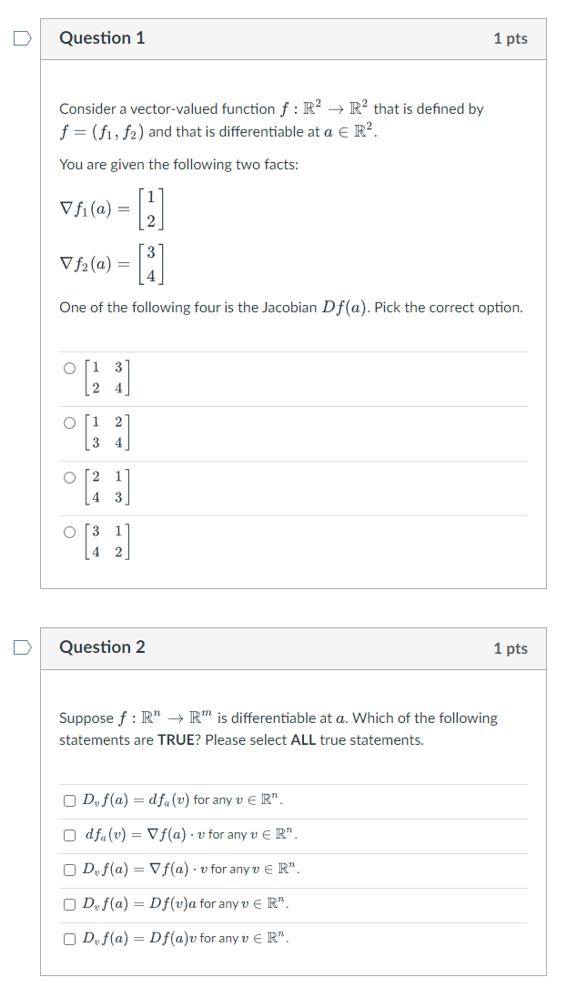Solved Consider a vector-valued function f:R2→R2 that is | Chegg.com