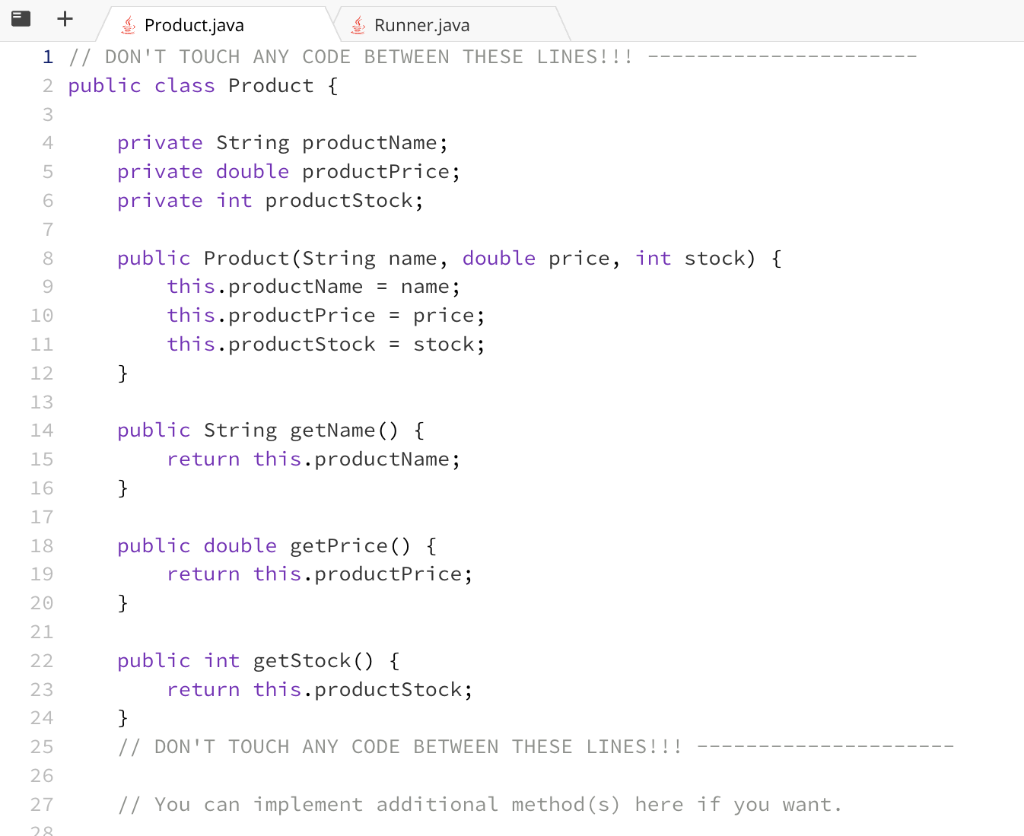 Solved You have been provided with a Product class with the | Chegg.com
