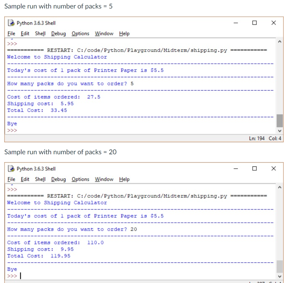 Solved Question 10 30 pts Shipping Cost Calculator Create a | Chegg.com