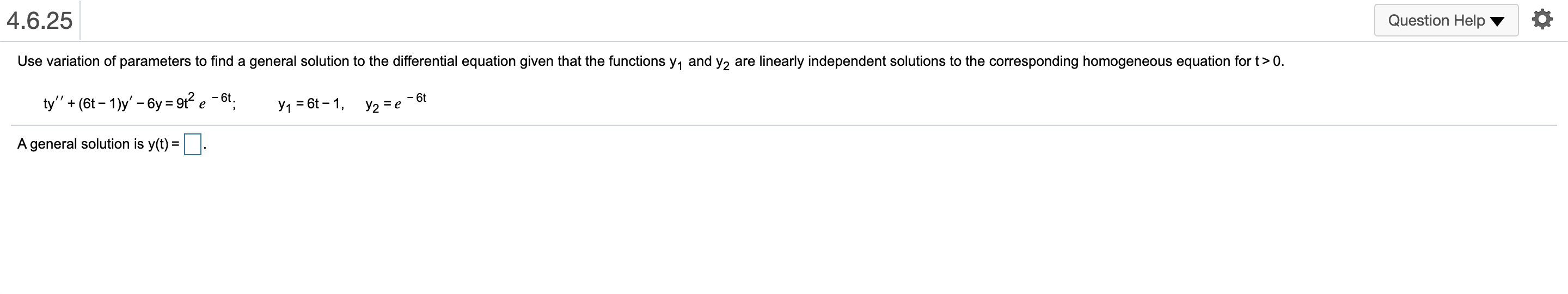 Solved 4 6 25 Question Help Use Variation Of Parameters To
