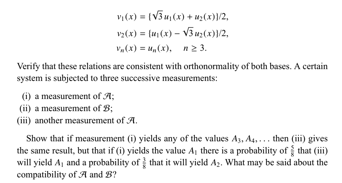 Solved The observables A and B are represented by operators | Chegg.com