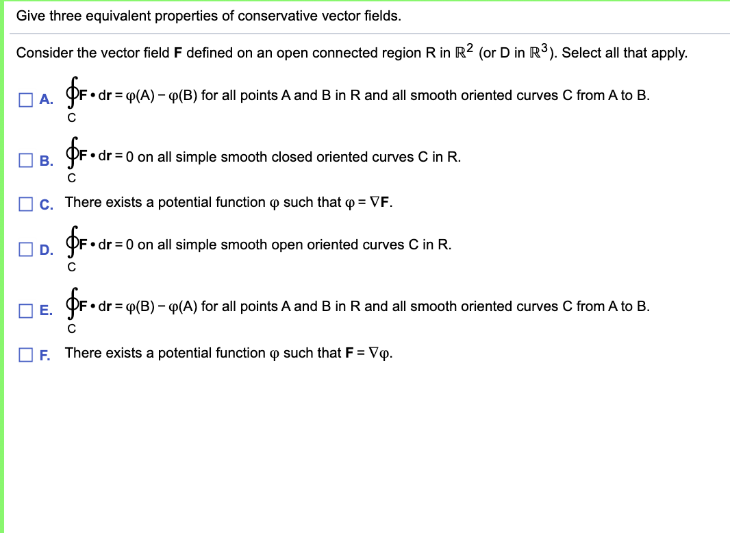 Solved If F is a conservative vector field on a region R, | Chegg.com