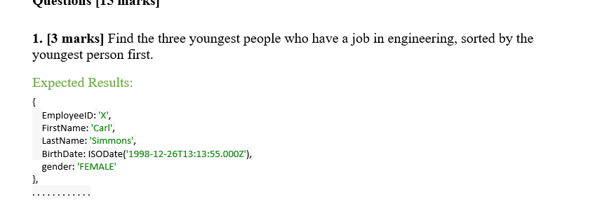 Solved Using Mongo db and the contents of employees.json | Chegg.com