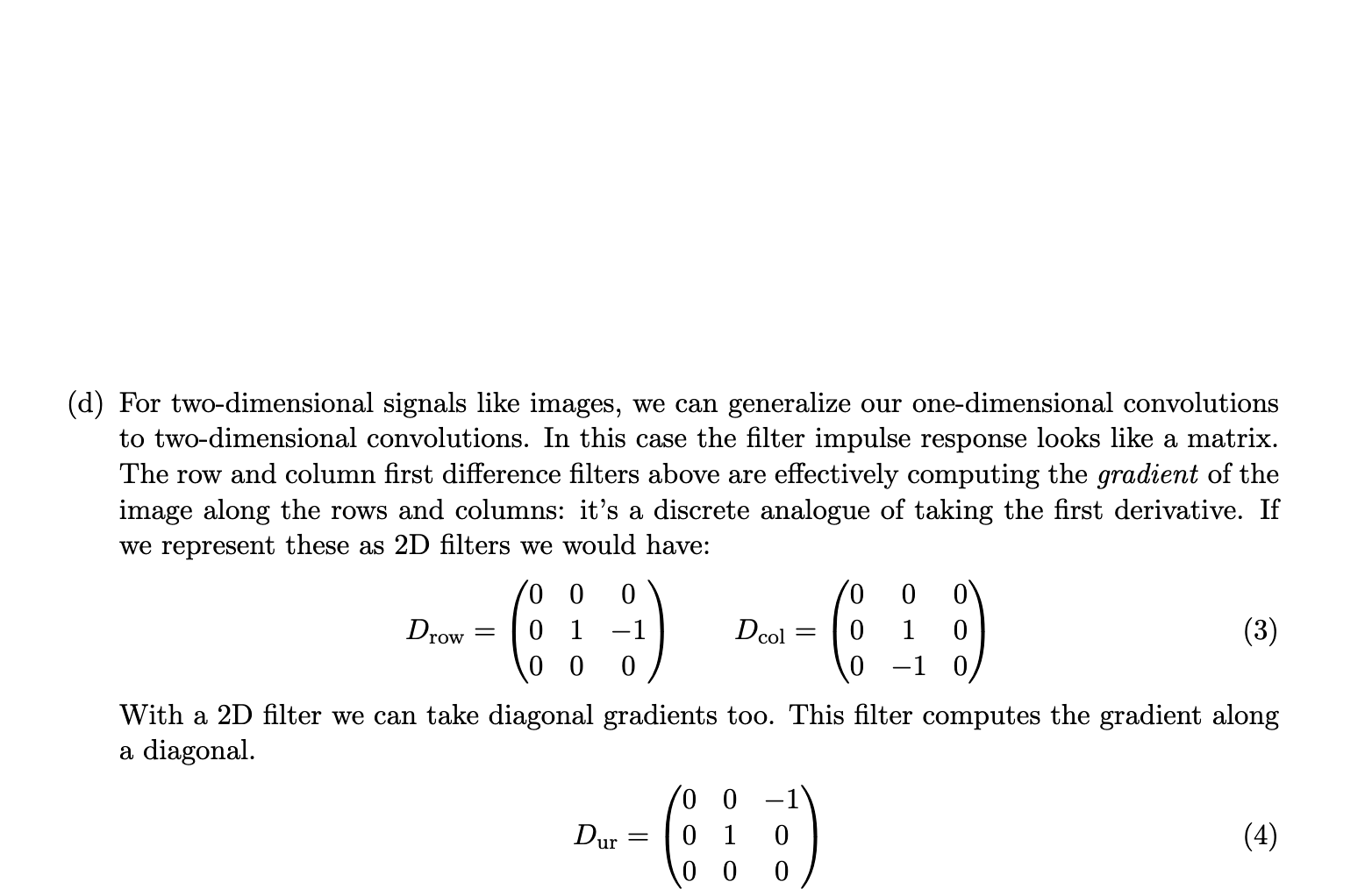 (d) For two-dimensional signals like images, we can | Chegg.com