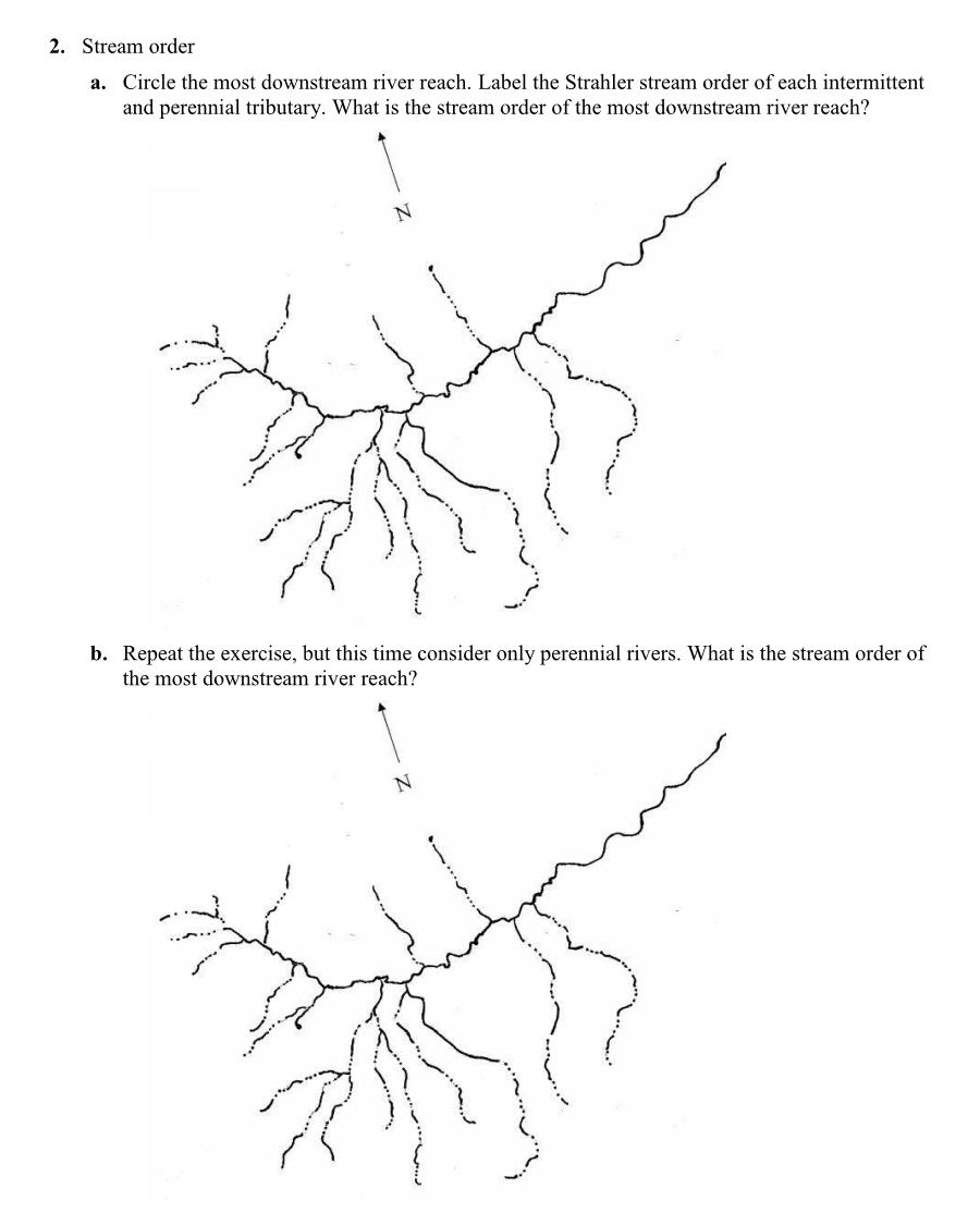 2. Stream order a. Circle the most downstream river | Chegg.com