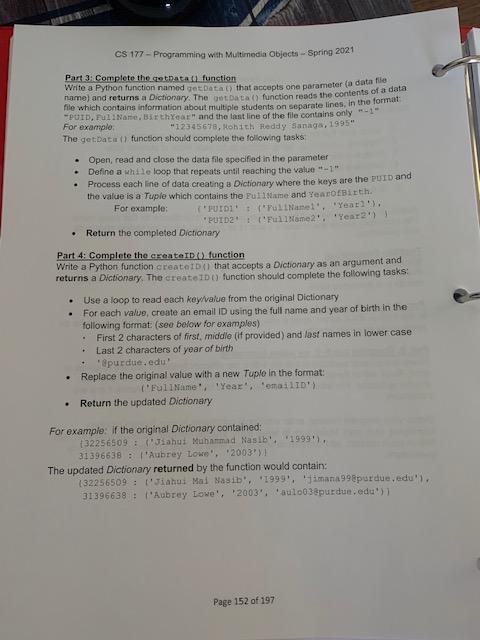 CS 177 - Programming with Multimedia Objects - Spring | Chegg.com