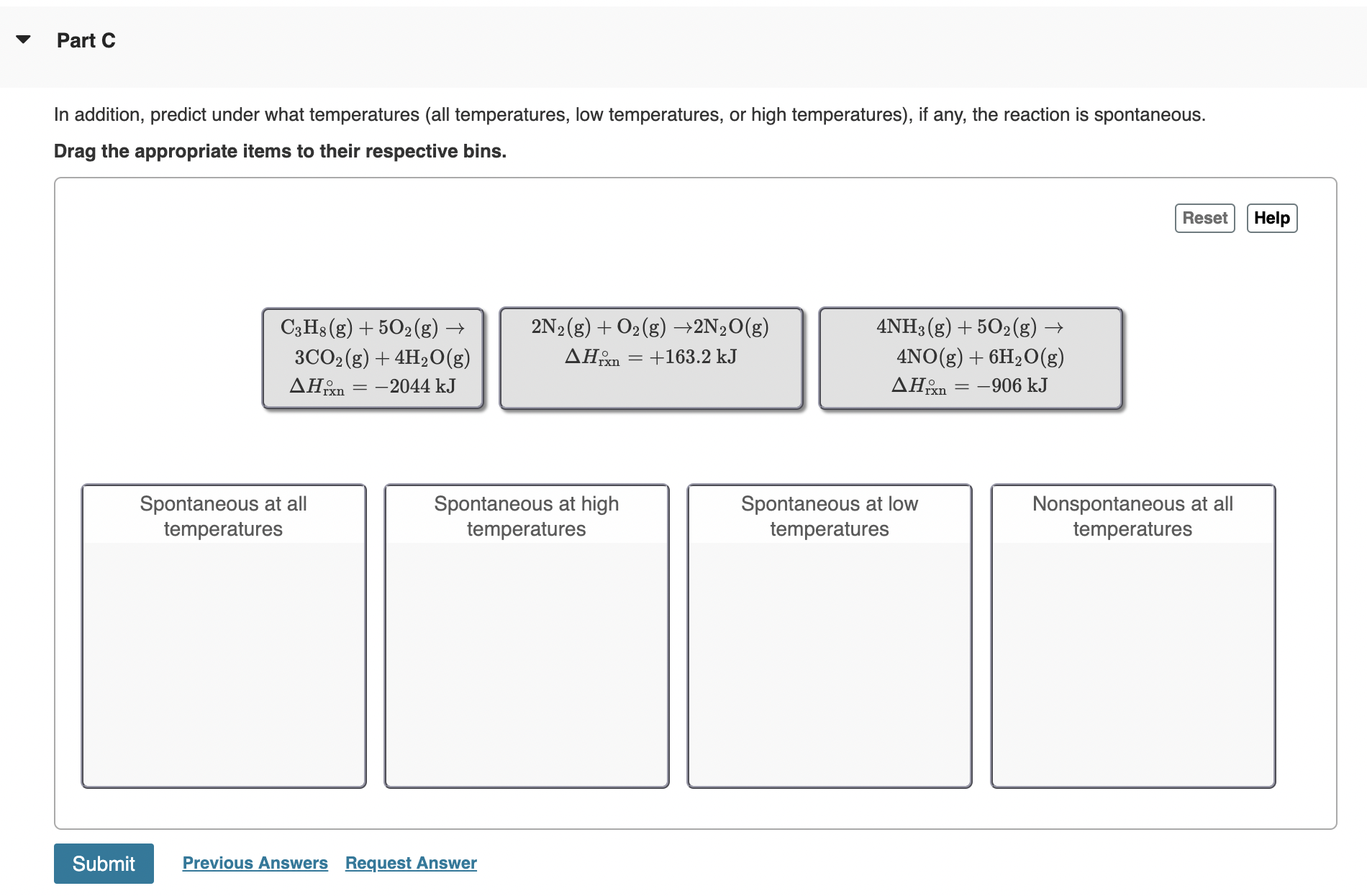 Solved In addition, predict under what temperatures (all | Chegg.com